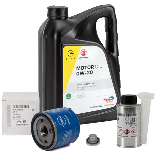5L ORIGINAL Opel Motoröl 0W20 + Ölfilter 95528296 + 1x Additiv ASTRA K ...