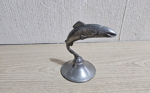 PEWTER LEAPING SALMON FISHING STATUE , | eBay