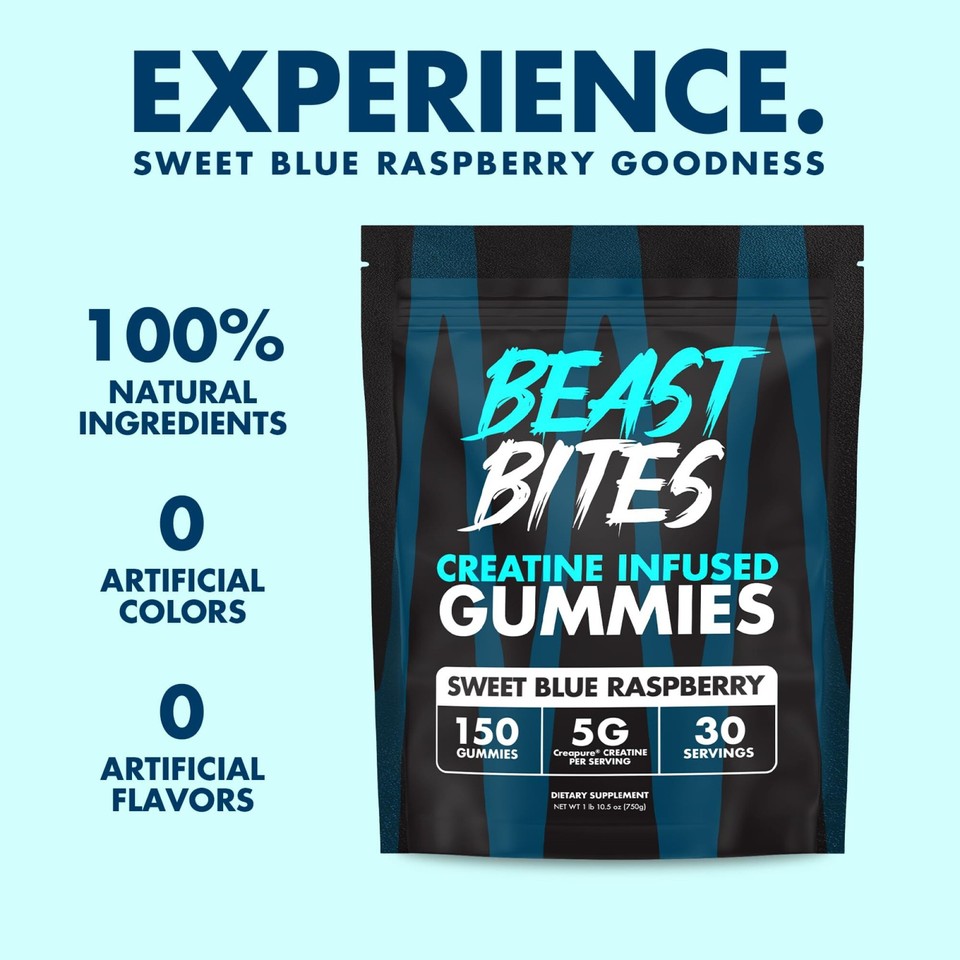 BEAST BITES Creatine Monohydrate Gummies – 5g Creapure, 150 Gummies ...