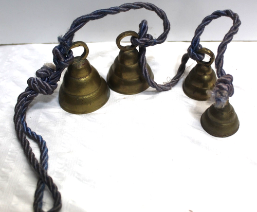 Vintage String Of Four Graduated Small Brass Bells | eBay