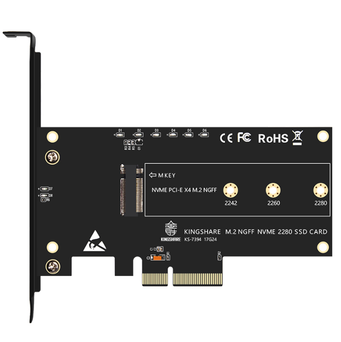 PCI-E 3.0 x1 to M.2 NVMe M Key Slot Converter Adapter with Low profile ...