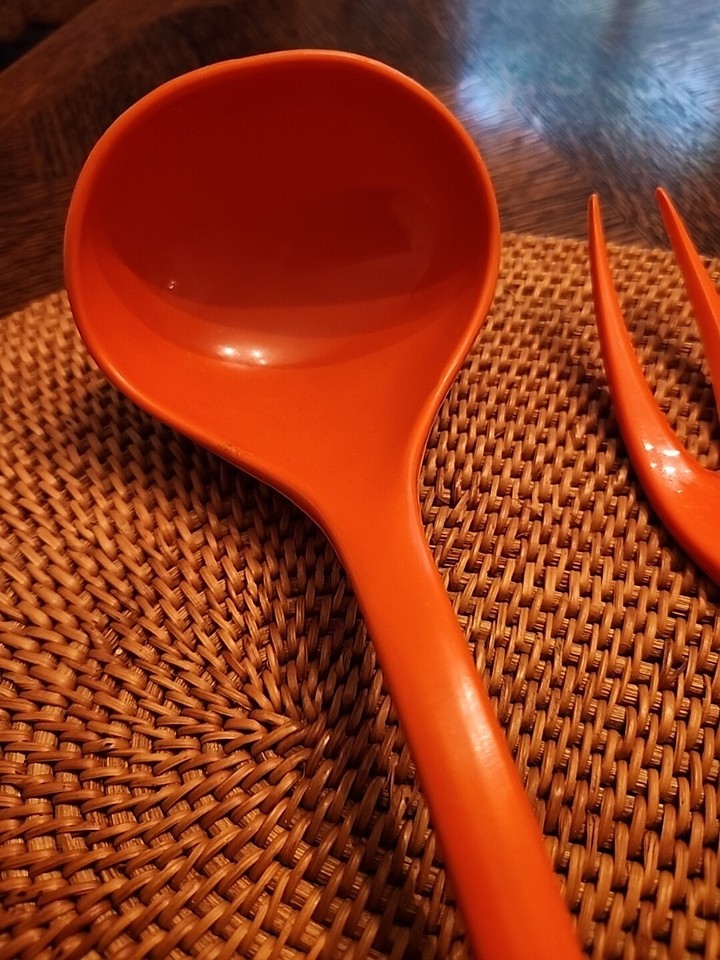 Vintage 2-piece Foley Orange Plastic Nylon 11" Cooking/Serving Kitchen ...