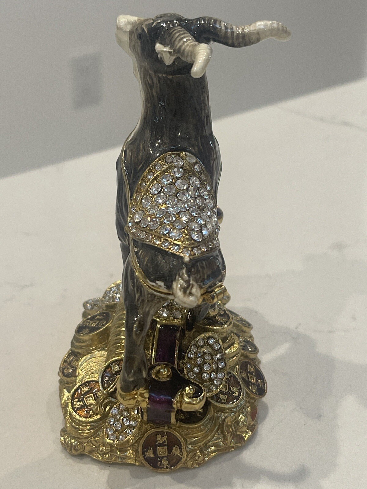 Ram Big Horn Sheep Goat Jeweled Crystal Rhinestones Enamel Hinged ...