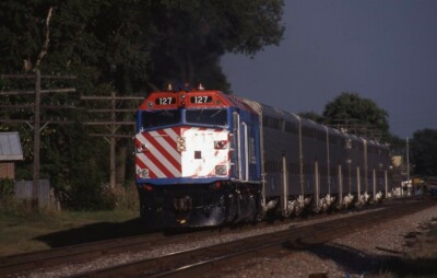 METRA Railroad Train Locomotive 127 ITASCA IL Original 1996 Photo Slide ...