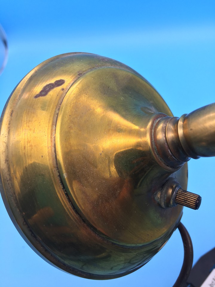 Vintage Fenton White Coin Dot Glass Shade Brass Table 14" Lamp | eBay