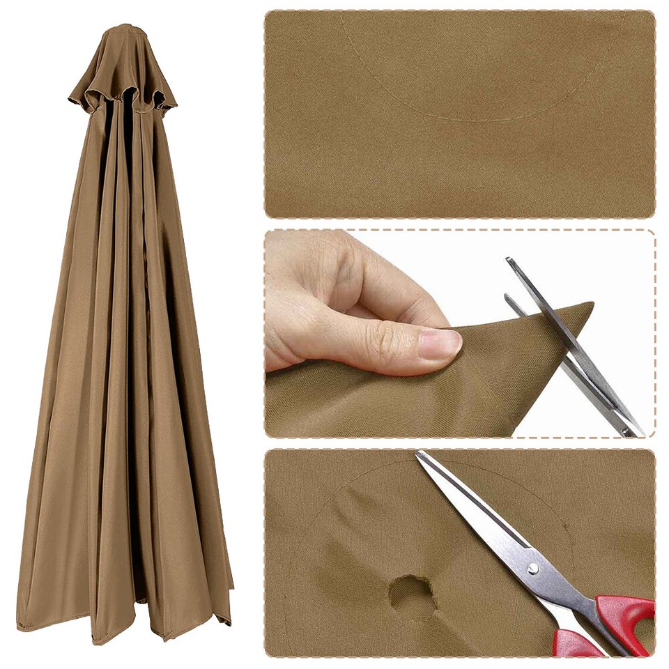 10 FT 6 Rib Patio Umbrella Canopy Replacement Top Cover Market Table ...