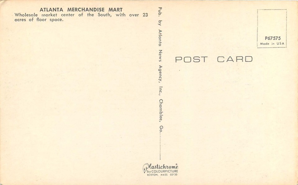 Atlanta Merchandise Mart Georgia GA Postcard | eBay