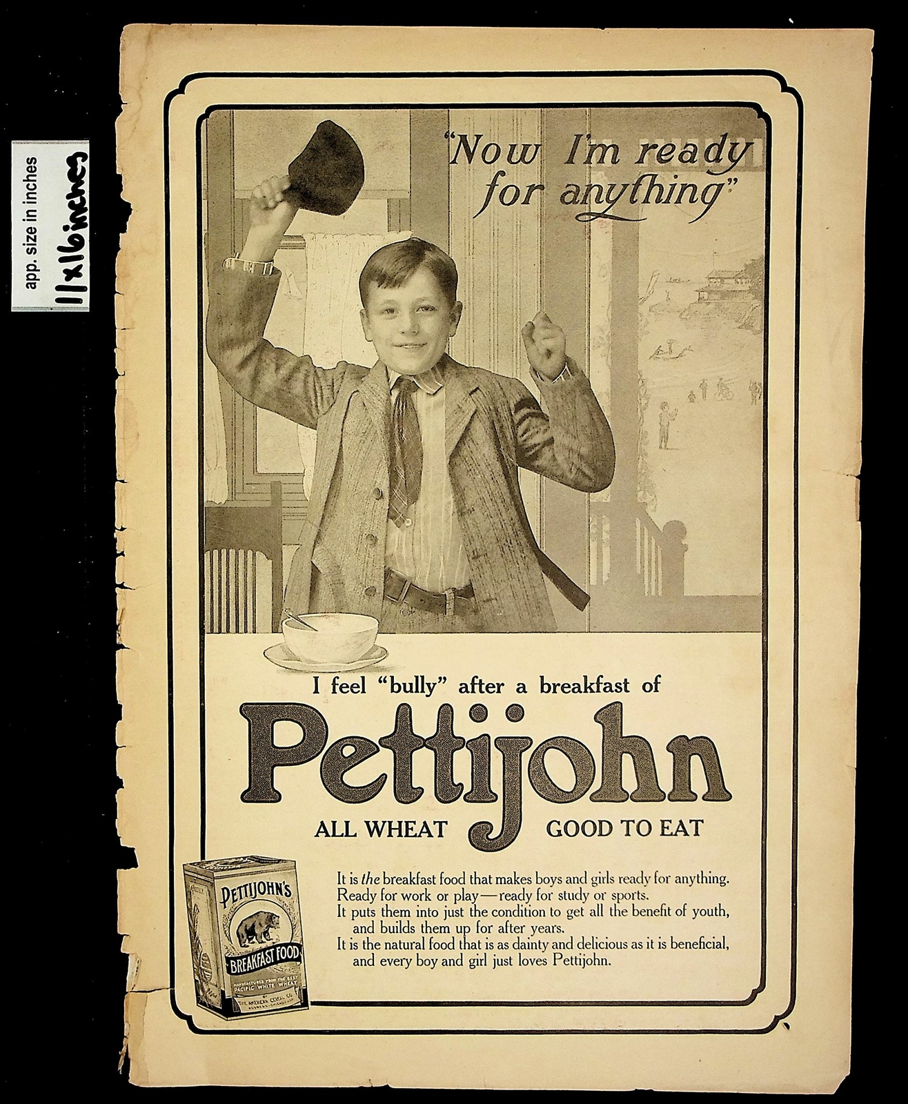 1906 Pettijohn All Wheat Breakfast Food Vintage Print Ad 13716 | eBay