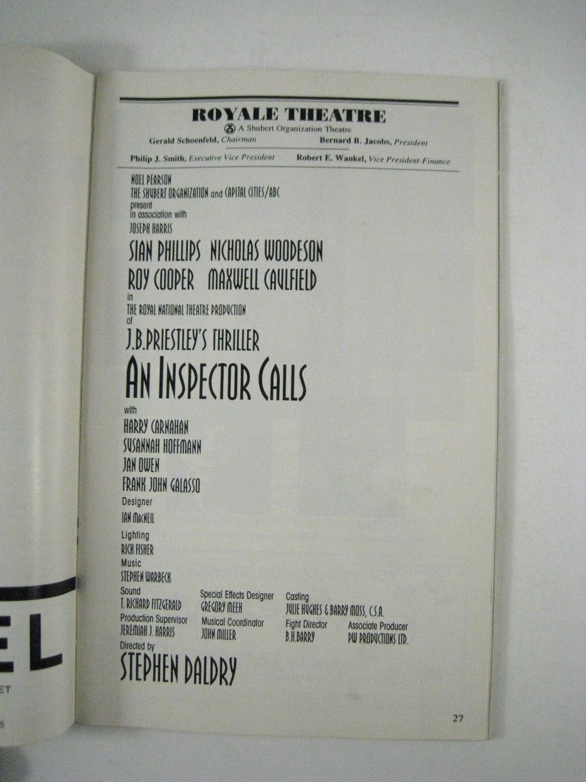 An Inspector Calls Playbill 1995 Theatre Sian Phillips Maxwell ...