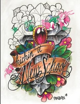 Kickin it New School: An adult coloring book of illustrative tattoo ...