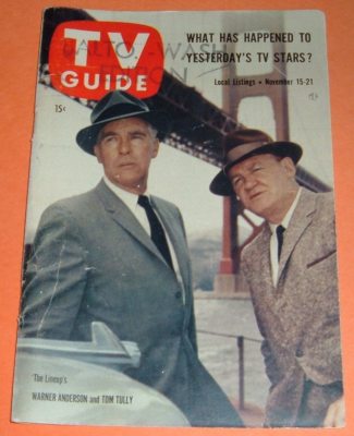 1958 TV GUIDE COVER'S ONLY~TOM TULLY & WARNER ANDERSON~THE LINEUP~COVER ...