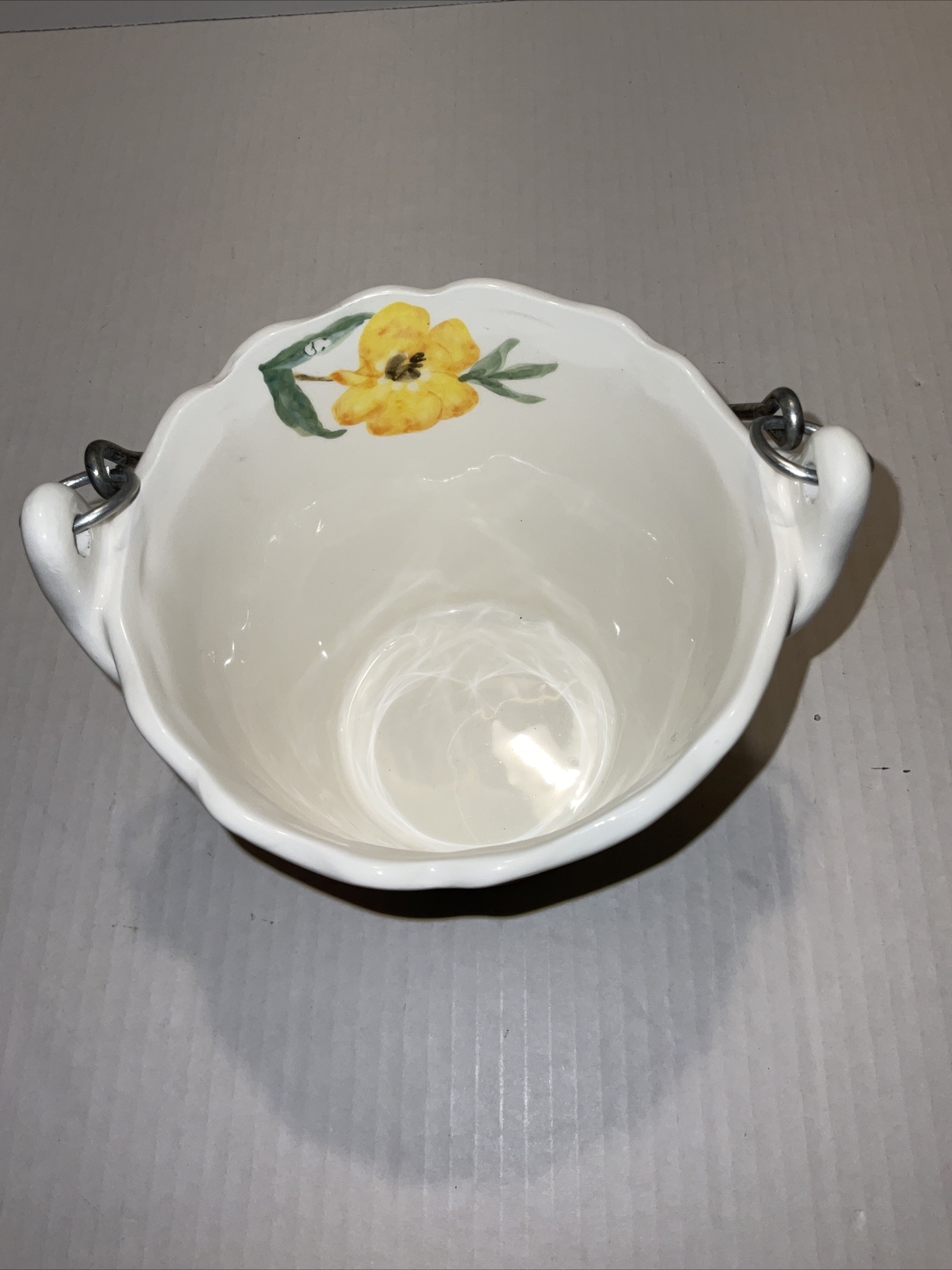 Maxcera bunny rabbit ceramic bucket planter basket spring flowers w ...