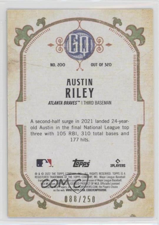 2022 Topps Gypsy Queen Indigo /250 Austin Riley #200 | eBay