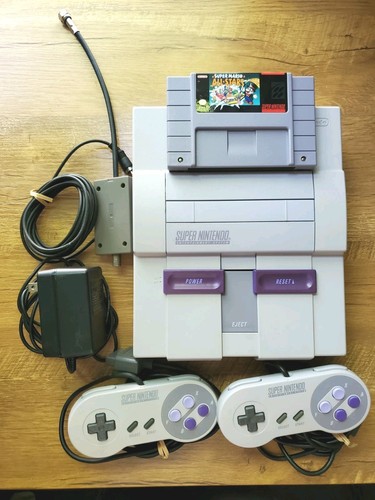 Super Nintendo SNES + 2 OEM Controllers + Super Mario AllStars - Clean ...