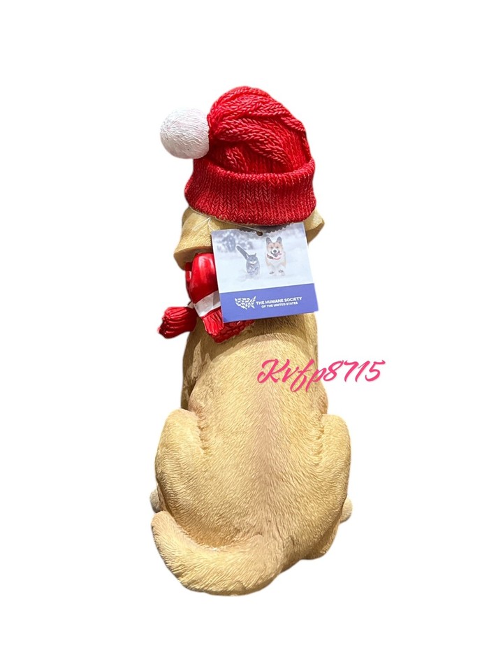Christmas Golden Retriever/ Lab Statue Hat Humane Society 10” NWT Dog ...