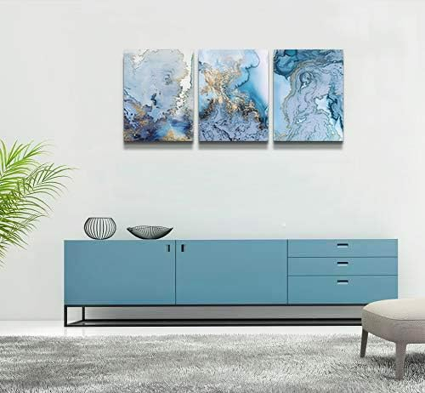 Blue Abstract Canvas Wall Art for Living Room Bedroom Wall Decor Office ...