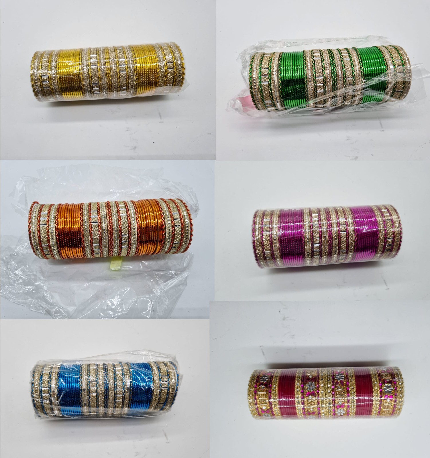 Pack of 48 pc Metal Indian Punjabi Chura Designer Bangle Chuda Set ...