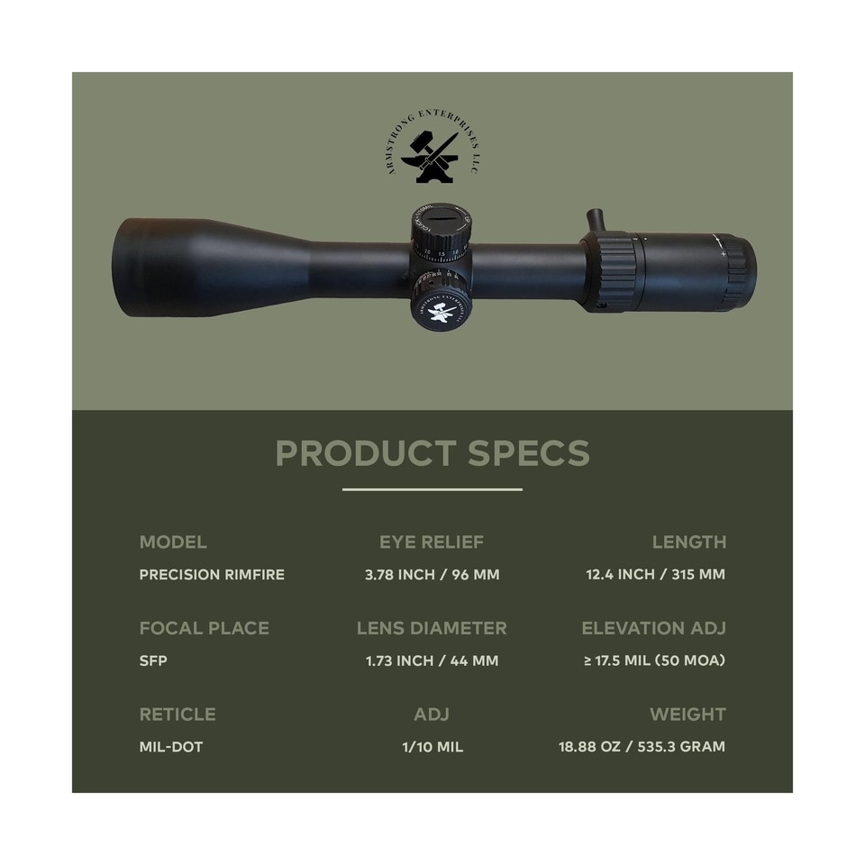 Armstrong Precision Rimfire: 4-16X44 Scope for .22LR. Side Focus for ...