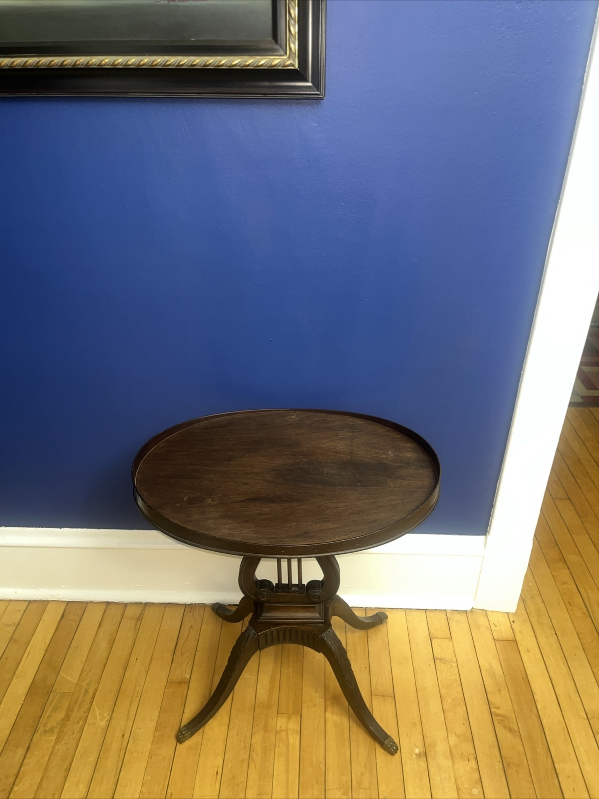 Antique Lyre harp Side table Brass Claw Feet Great Piece | eBay