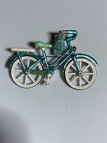 Enamel Bicycle Bike Silver Tone Pin Brooch 2 1/2" | eBay