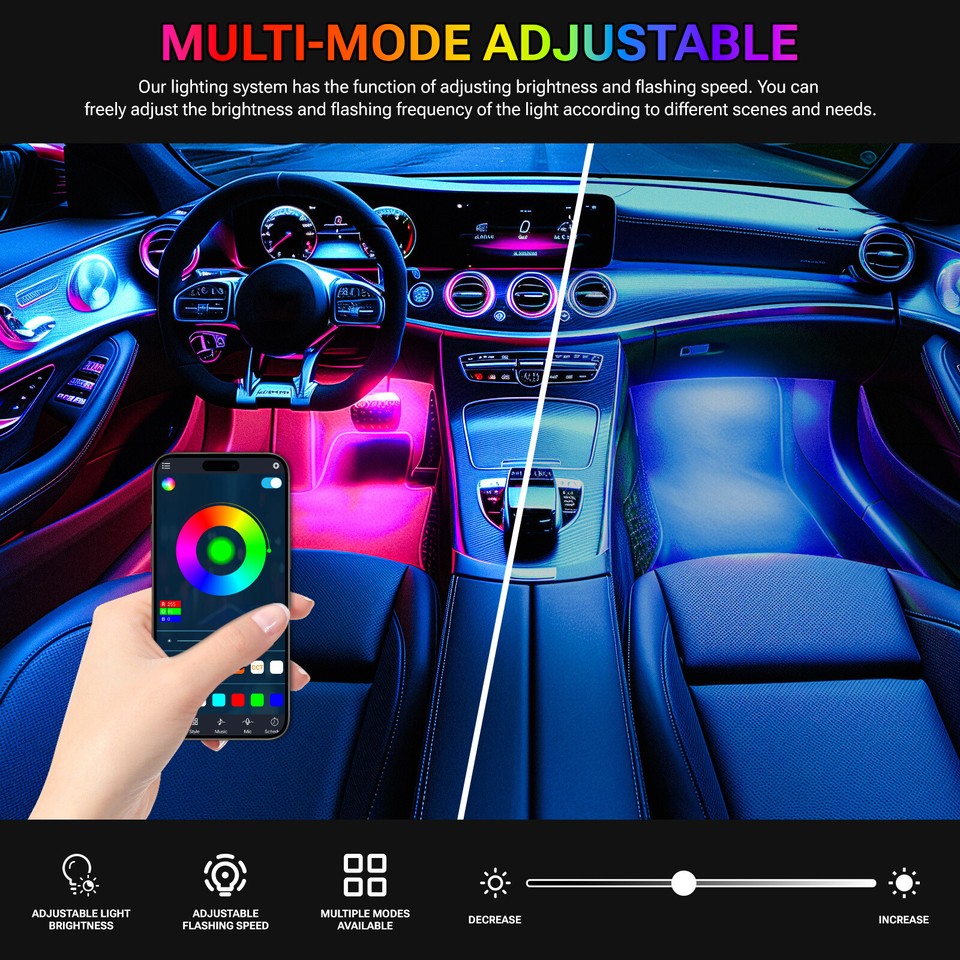 4XLED Car Interior Lighs LED Ambient Foot Light Strip Kit For Ford F ...