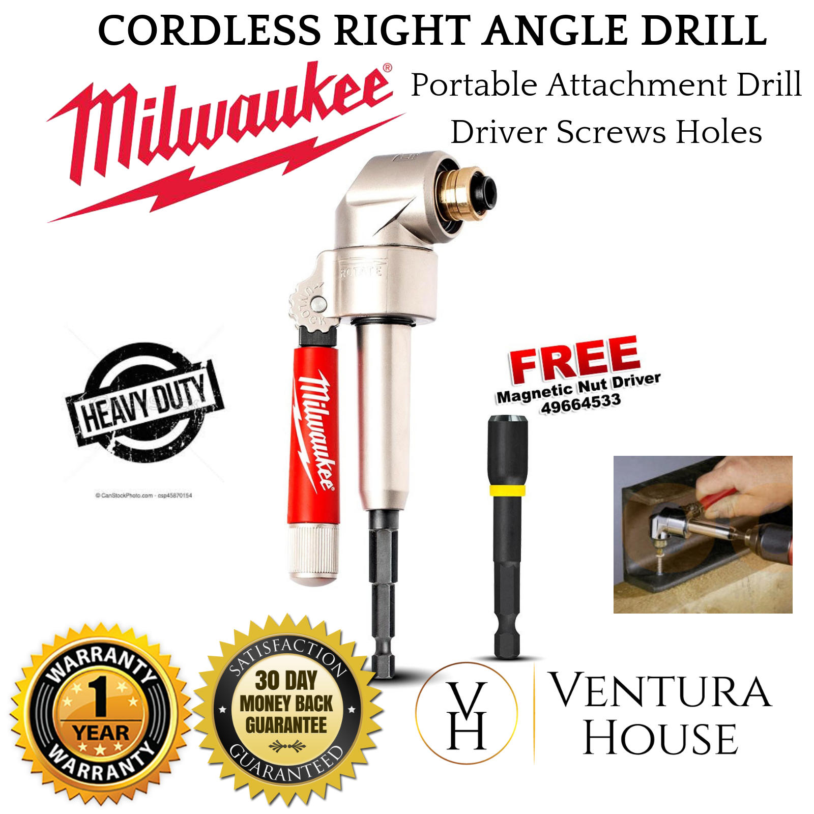 Milwaukee - Right Angle Drill Magnet Mag Base Drill Portable 90 Degree ...