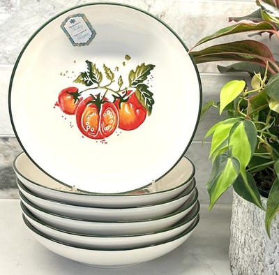 (6) Papart Garden Tomatoes Pasta Bowls Pomodoro Dinnerware Italian ...