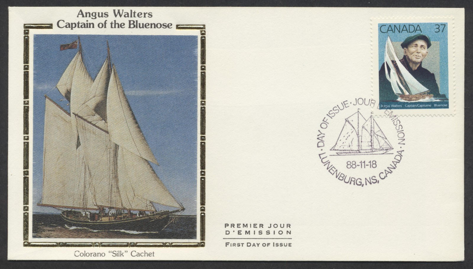 1988 #1228 Angus Walters FDC Colorano "Silk" Cachet Lunenburg NS | eBay