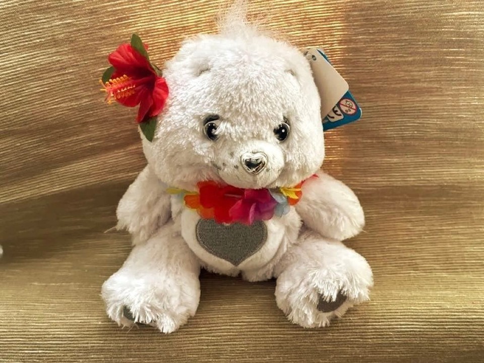 Hawaiian Care Bear Plush Toy 2008 Retro White Rainbow Harness Used 66g ...