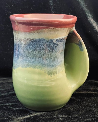 Neher Art Pottery Right Hand Warmer Coffee Mug Signed Handmade Blue ...
