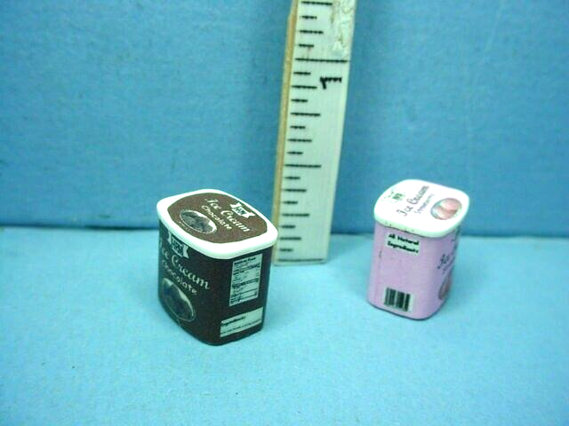 Miniature Ice Cream Cartons (2 diff) #54278-79 Strawberry & Chocolate 1 ...