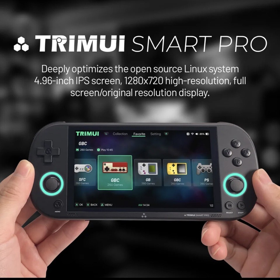 Trimui Smart Pro Handheld Game Console 4.96''IPS Screen Linux System ...