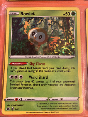 Rowlet (Holo) Pokemon TCG (McDonalds Promo 2022 2/15) Ungraded, Lightly ...
