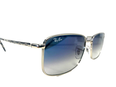 Ray-Ban RB3717 Sunglasses Unisex Silver Blue Rectangle 57/18/145MM | eBay