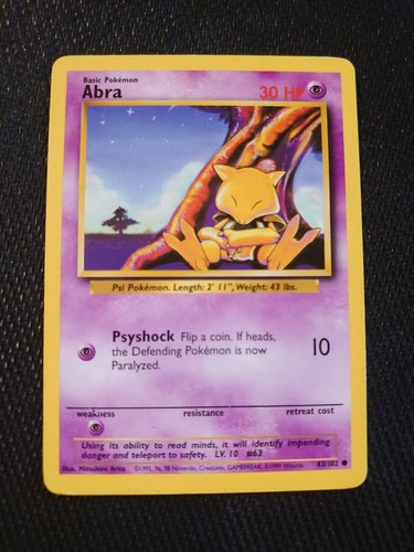 Pokémon TCG Abra Base Set 43/102 Regular Unlimited Common | eBay