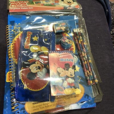 MICKEY & MINNIE MOUSE 11-PC SCHOOL SET Pencils Case Folders Notebook ...