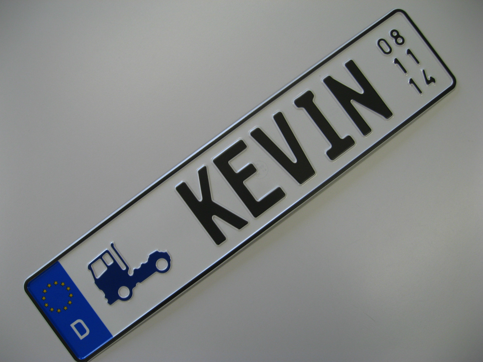 EU-KFZ-Geburtstagsschild, Fun-Kennzeichen, Prägung nach Wunsch, mit LKW ...