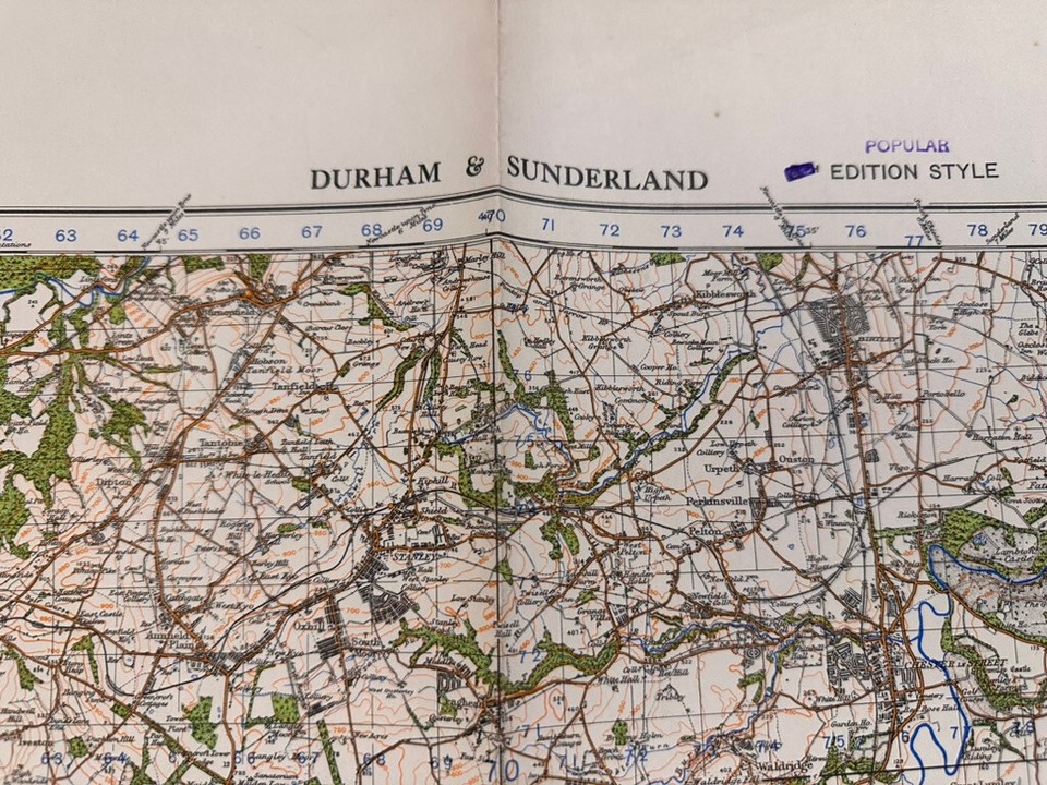 Original WW2 British Army GSGS OS Map of Great Britain - Durham ...