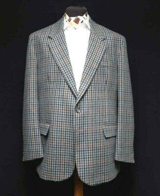 VINTAGE SCOTTISH CHEVIOT DOGTOOTH WINDOWPANE TAILORED TWEED SPORTS ...