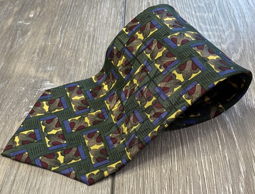 XMI Silk Tie Green Blue Yellow Maroon Made In USA | eBay