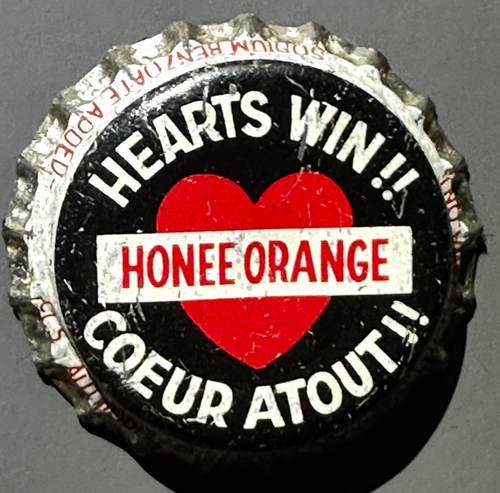 Vintage Pure Spring Honee Orange Hearts Win Cork Soda Bottle Cap ...