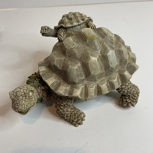 Vintage Turtle Figurine Trinket Box Hinged Shell W/Baby Turtle On Back ...