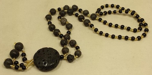 30" black lava rock mix gem neckalce/(y414-w2.5) | eBay