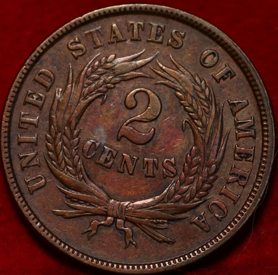 1865 Philadelphia Mint Copper Two Cent Coin | eBay