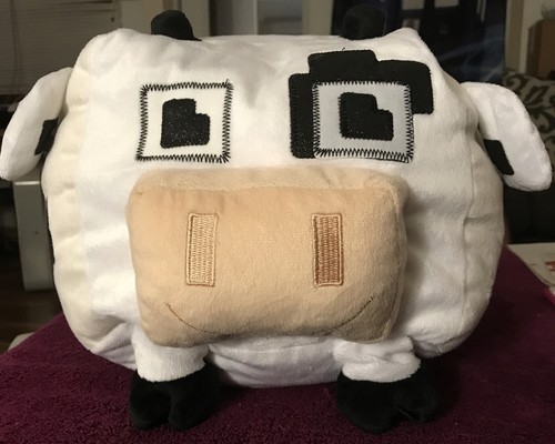 Nanco Pixel White & Black Cow Square Shaped Plush MineCraft | eBay