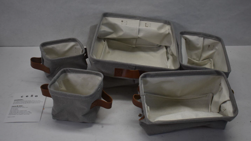 Cella 5 Pack Canvas Storage Baskets Glacier Gray Assorted Sized ...