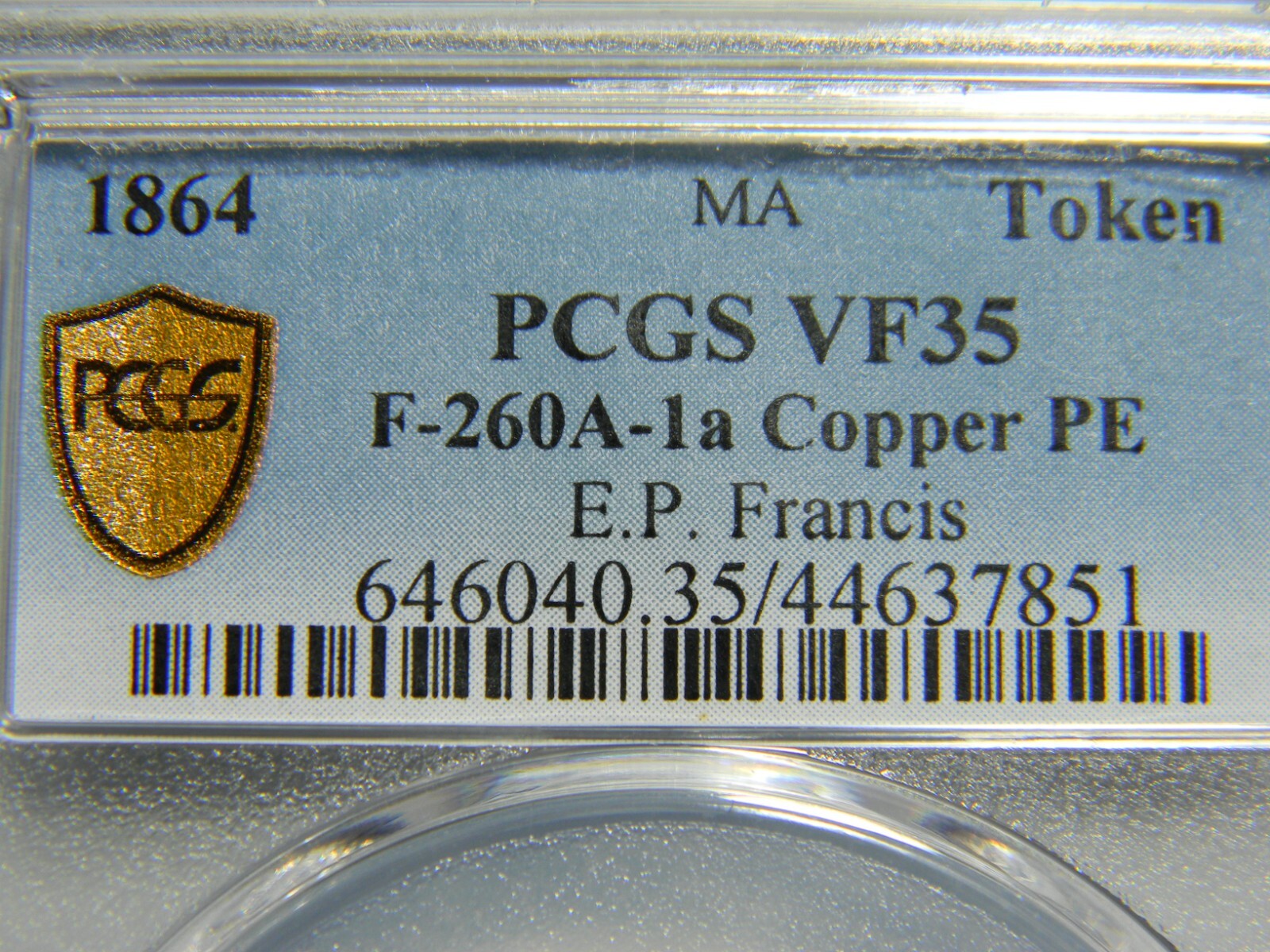 Fall River MA , 1864 E P Francis Billiard Room Civil war token PCGS ...