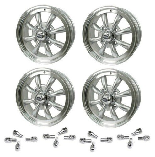 Set Of 4 15" X 5-1/2" Vw Bug 4 Lug Silver Empi 8 Spoke Wheels & Lug ...