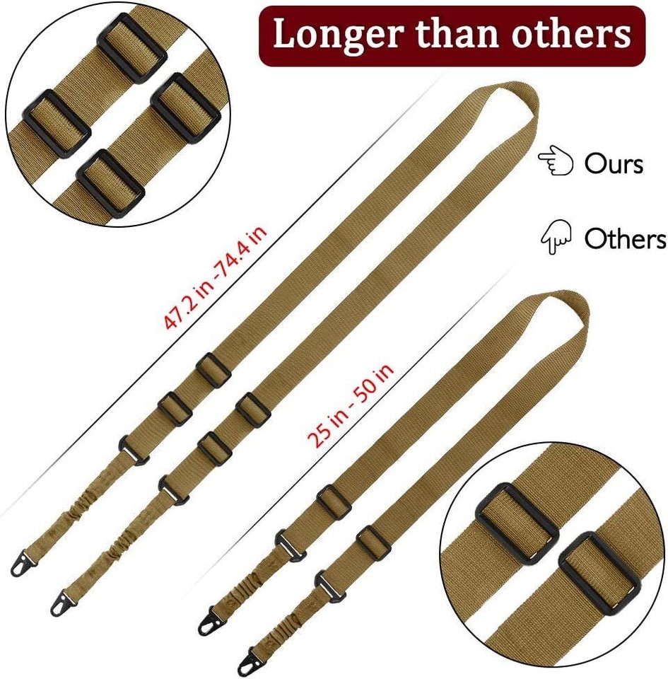 Tactical One Single Point / Two / Three Point Sling Strap Bungee Rifle ...