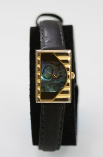 LA Express Watch Women Gold Silver Stainless St WR Black Leather ...